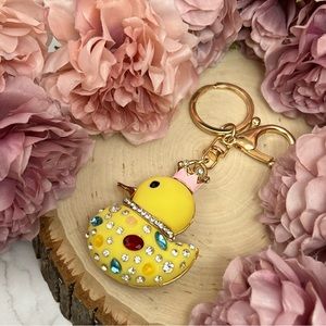 Accessories | Yellow Jeweled Duck With Crystals And Crown Keychain ...